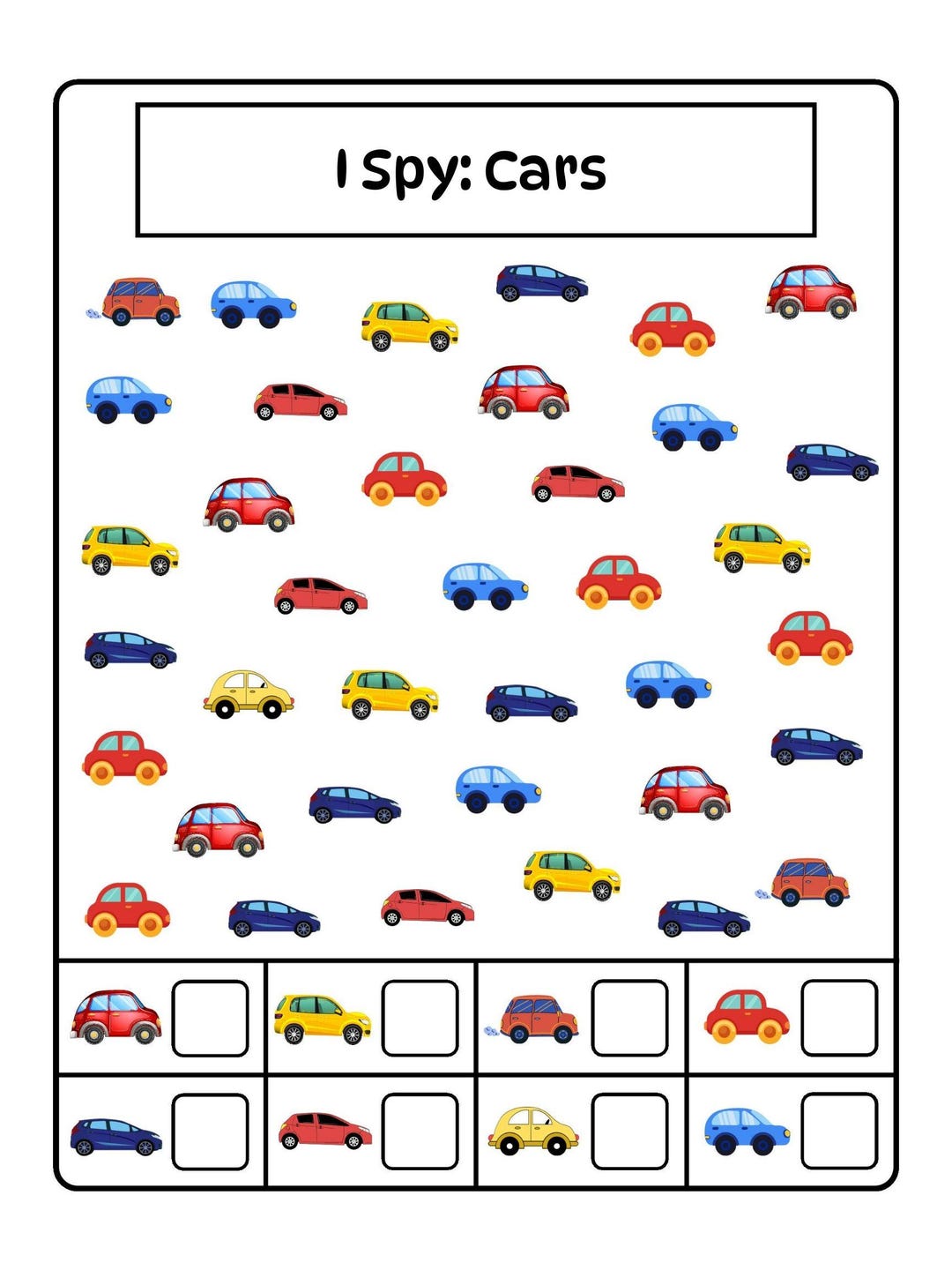 I Spy Vehicles Activity: Kids Printable Game (PDF Download) - Etsy