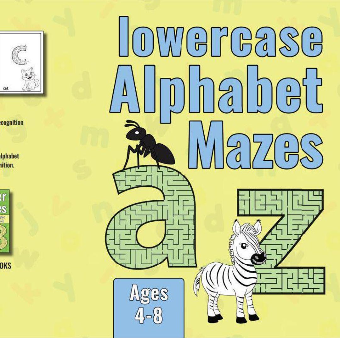 Alphabet Maze Activity Book: Lowercase Letter Recognition (PDF) - Etsy