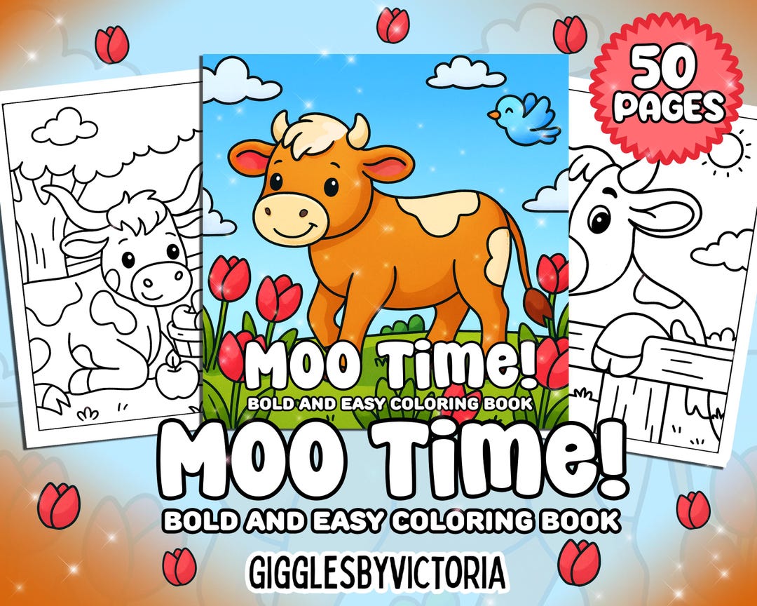 Cow Coloring Book: 50 Farm Animal Pages for Kids (printable) - Etsy