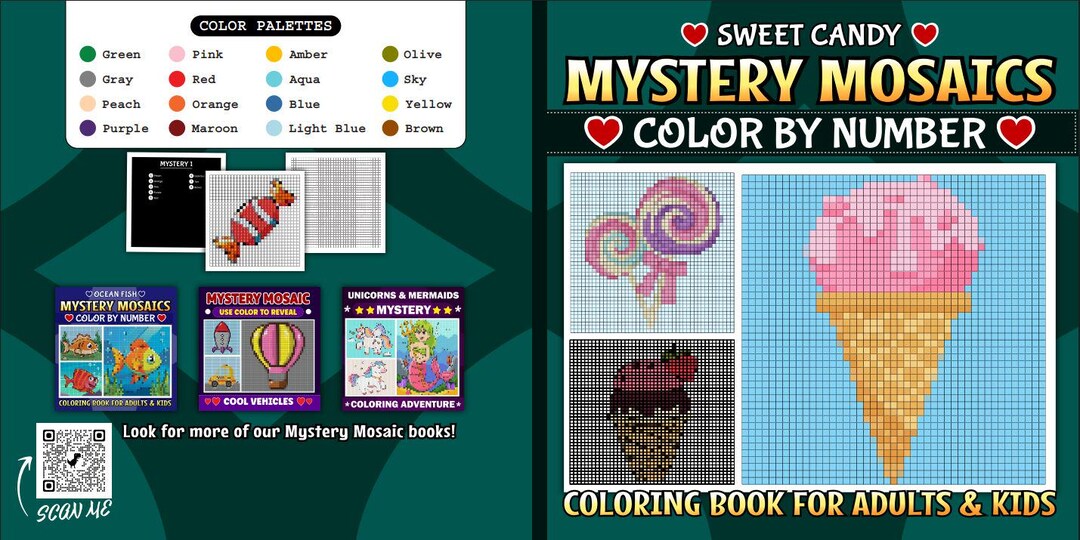 Candy Mystery Mosaics Coloring Book: Pixel Art Puzzles (digital ...