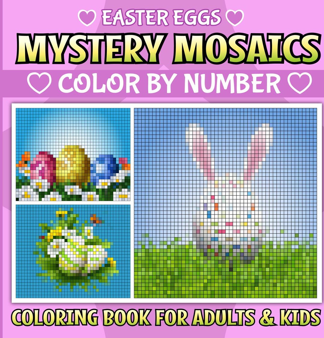 Printable Color by Numbers 50 Mosaic Easter Egg Book | 50 Mystery ...