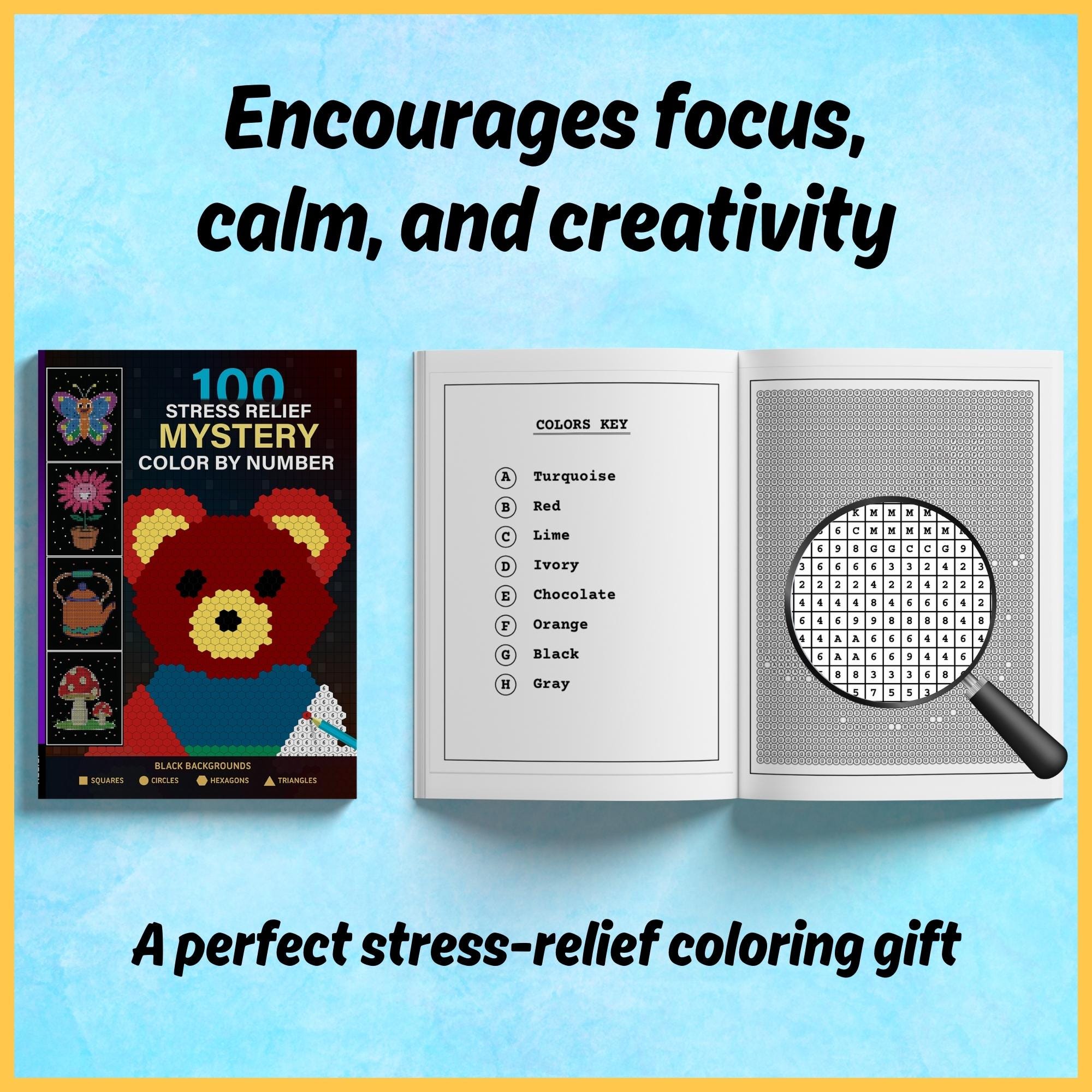 100 Mystery Color by Number Book | Stress Relief Coloring PDF | Digital ...