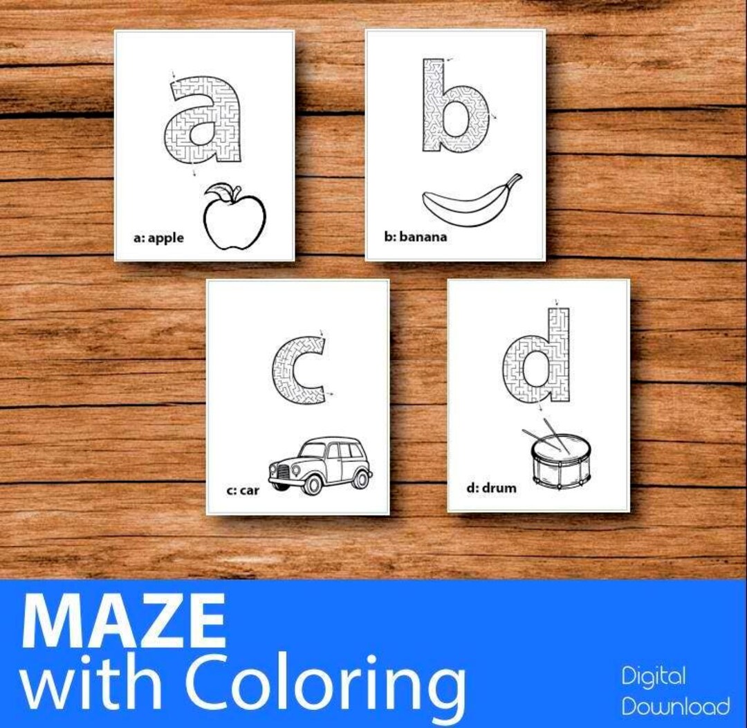 Lowercase Letter Mazes: Alphabet Coloring Pages (PDF Download) - Etsy
