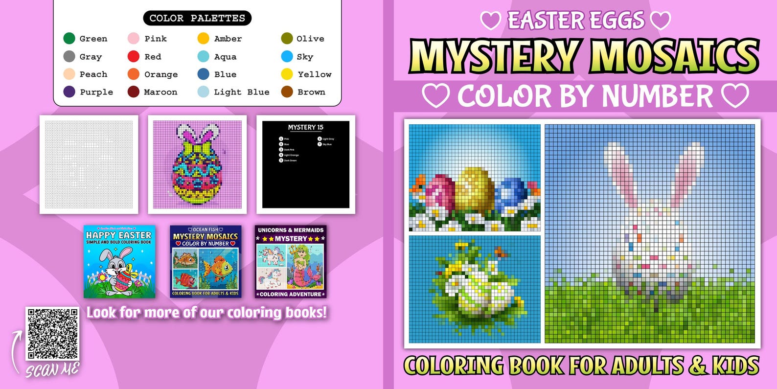 Mosaic Easter Egg Color by Number: 50 Mystery Pages (PDF Pattern) - Etsy