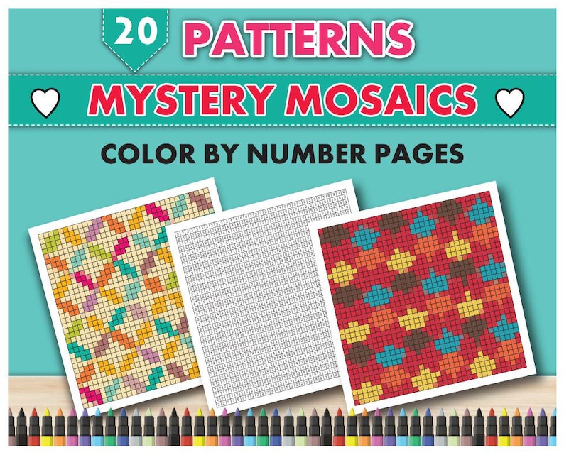 Mystery Pattern Coloring Pages – 20 Color-by-number Pixel Sheets for ...