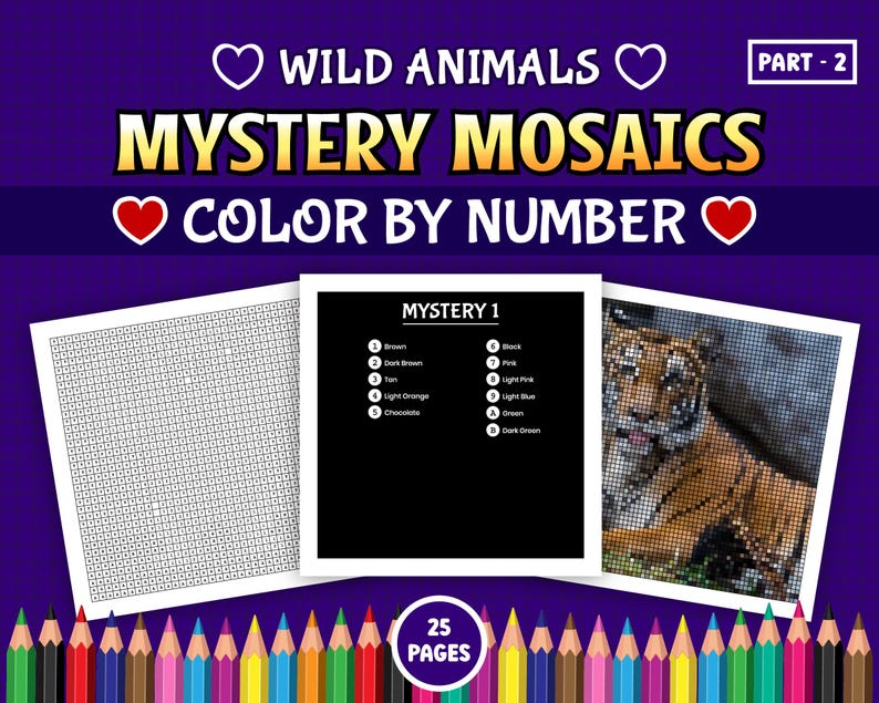 Mystery Animal Coloring Book: Pixel Art Color-by-number (digital ...