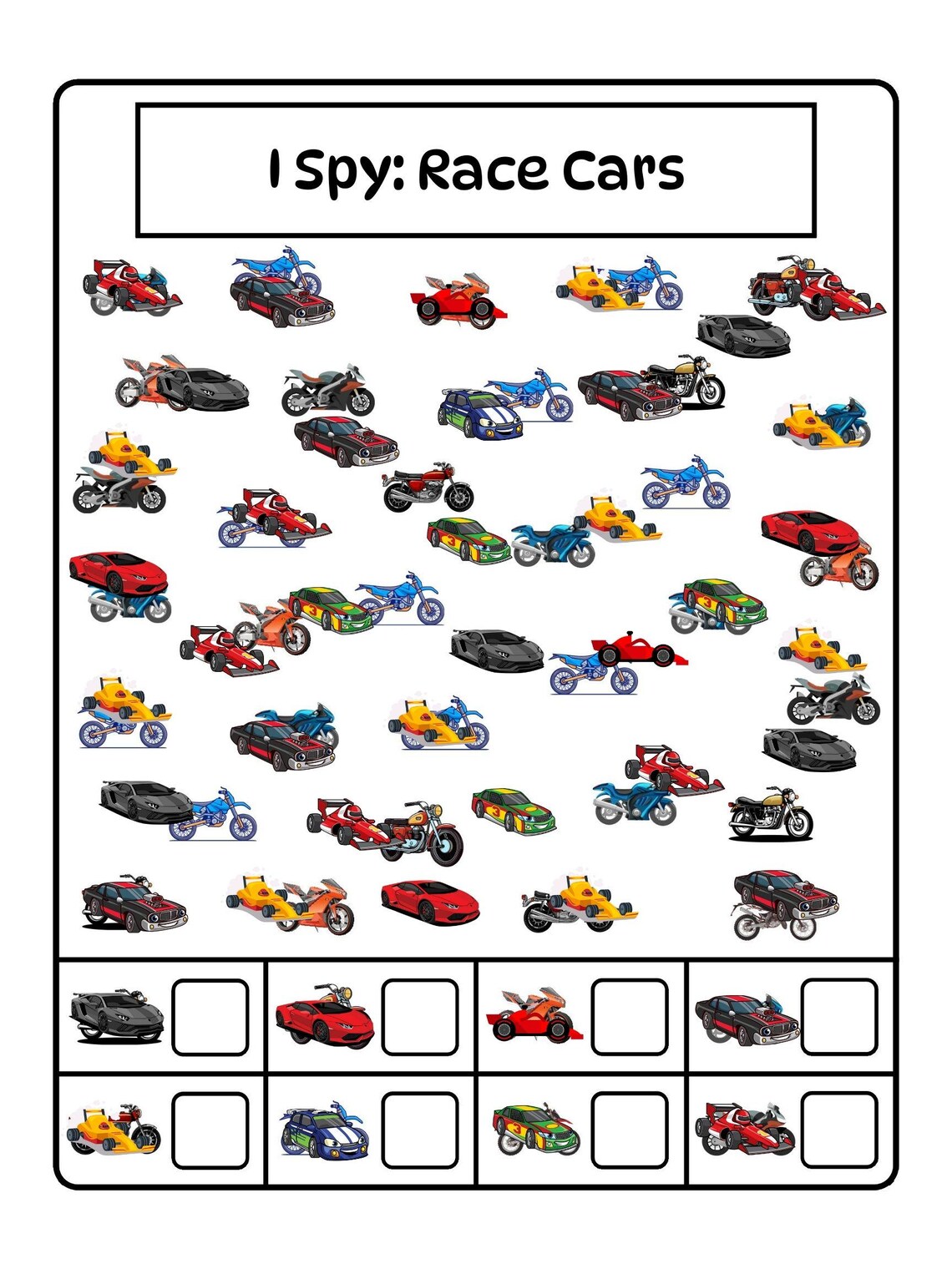 I Spy Vehicles for Kids – 15 Pages of Cars, Trucks, Planes & More ...