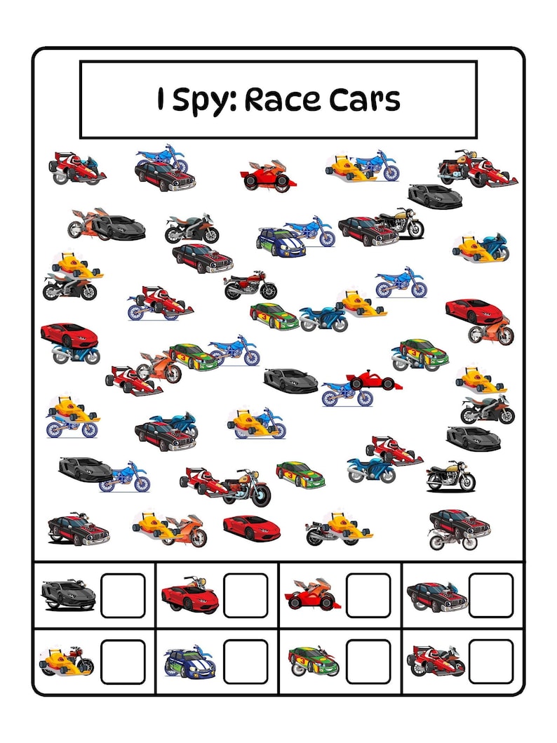 I Spy Vehicles Activity: Kids Printable Game (PDF Download) - Etsy