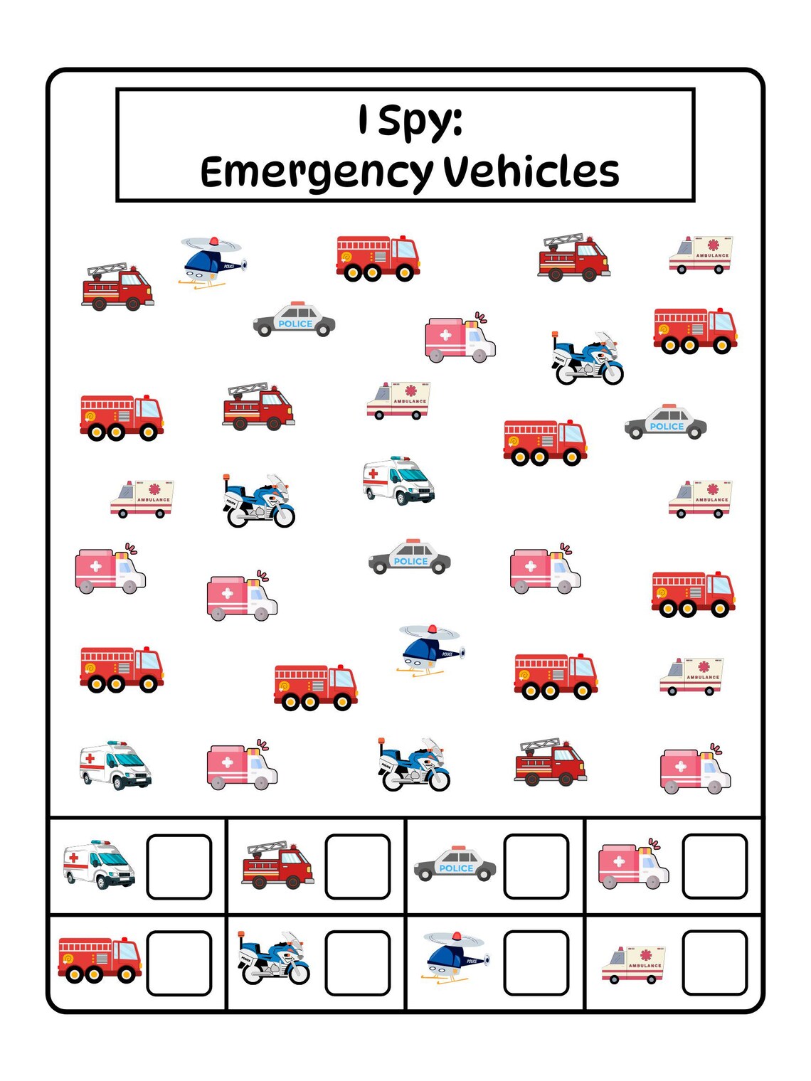 I Spy Vehicles for Kids – 15 Pages of Cars, Trucks, Planes & More ...