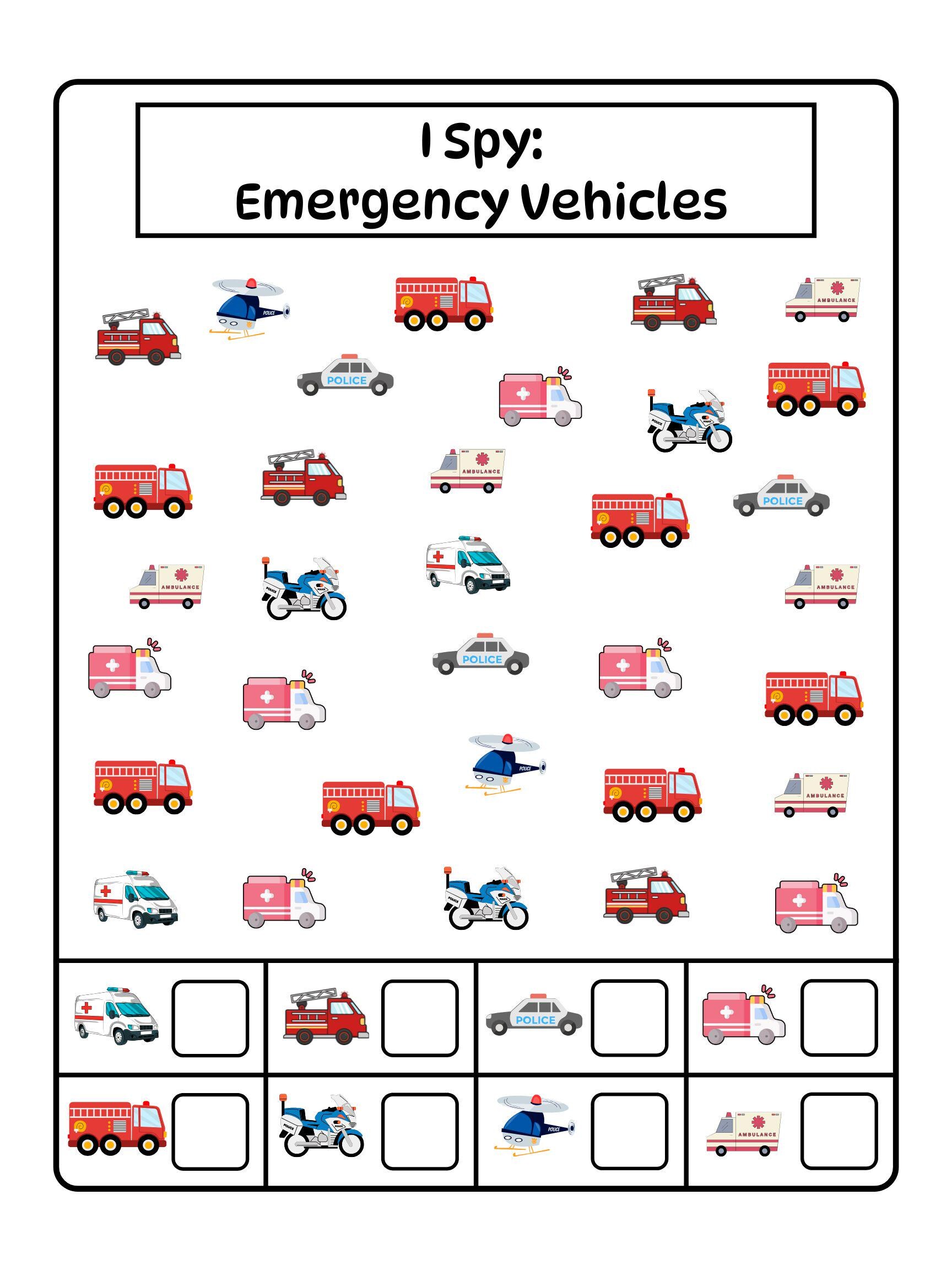I Spy Vehicles Activity: Kids Printable Game (PDF Download) - Etsy