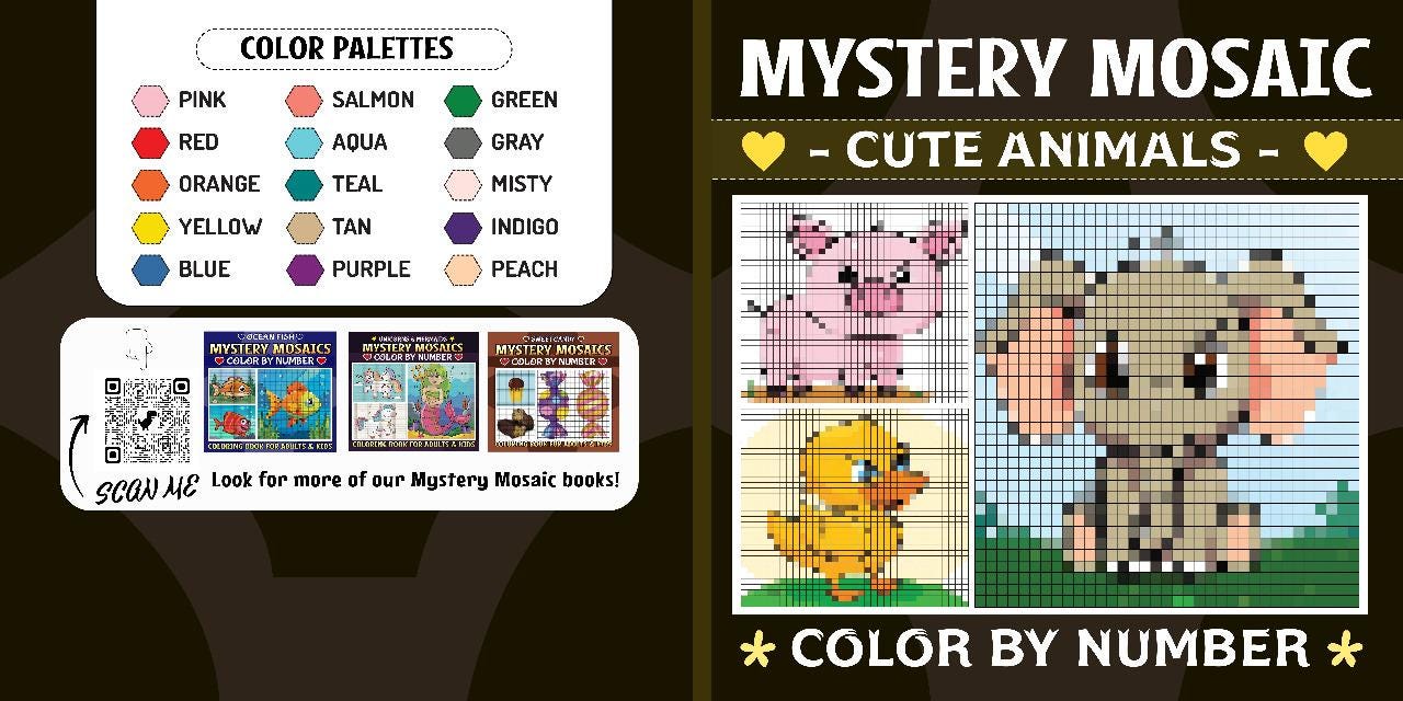 Animal Color by Number Book: Mystery Mosaic Pixel Art (PDF) - Etsy