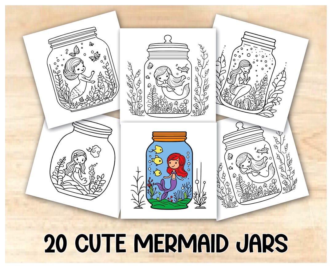 Mermaid Coloring Pages: Fantasy Ocean Printable Sheets (digital ...