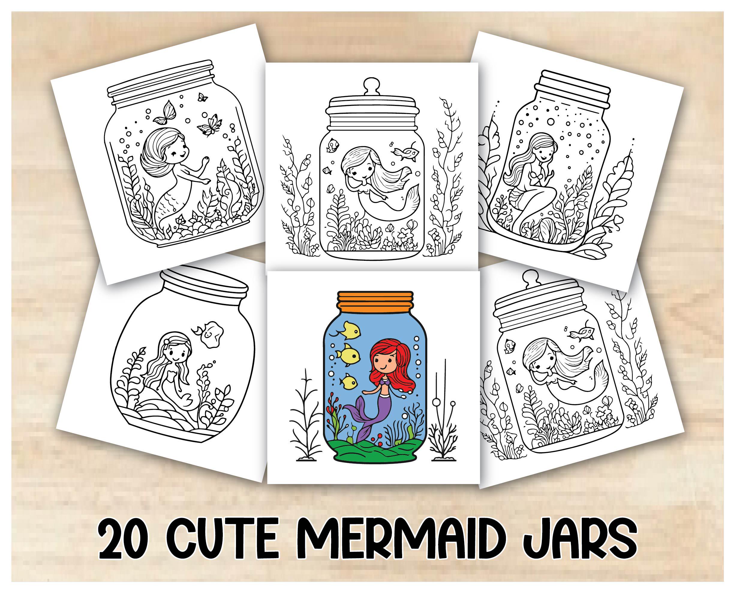 Mermaid Coloring Pages: Fantasy Ocean Printable Sheets (digital ...