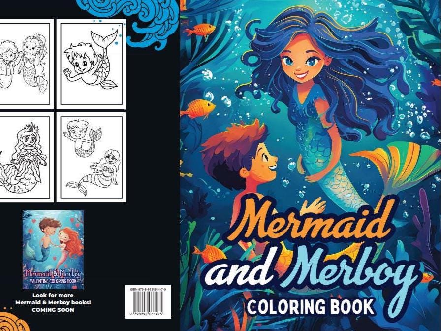 Mermaid & Merboy Coloring Whole Book PDF | Printable Kids Activity ...