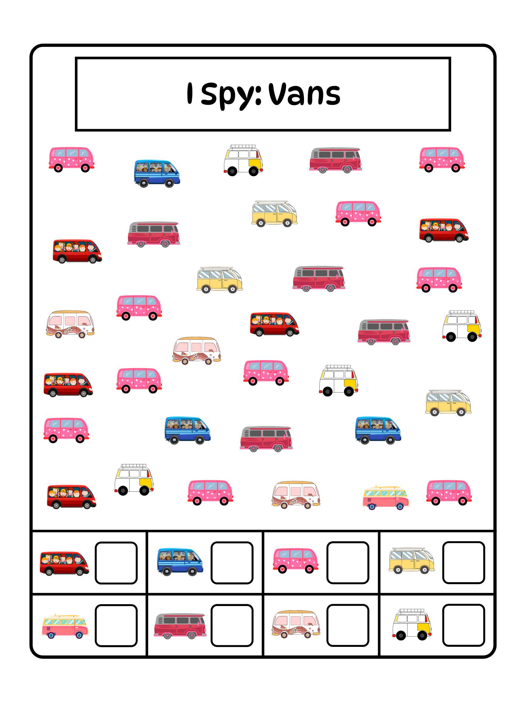 I Spy Vehicles Activity: Kids Printable Game (PDF Download) - Etsy