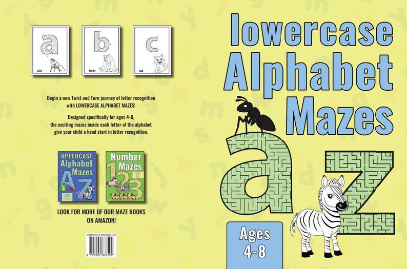Alphabet Maze Activity Book: Lowercase Letter Recognition (PDF) - Etsy