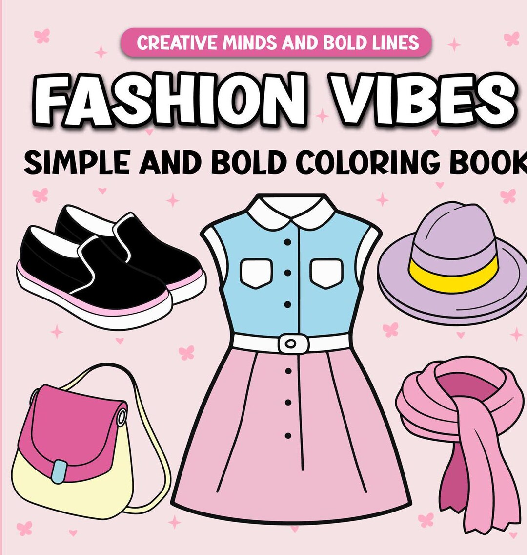 Printable 50 Fashion Coloring Book | 50 Simple & Bold Fashion Designs ...