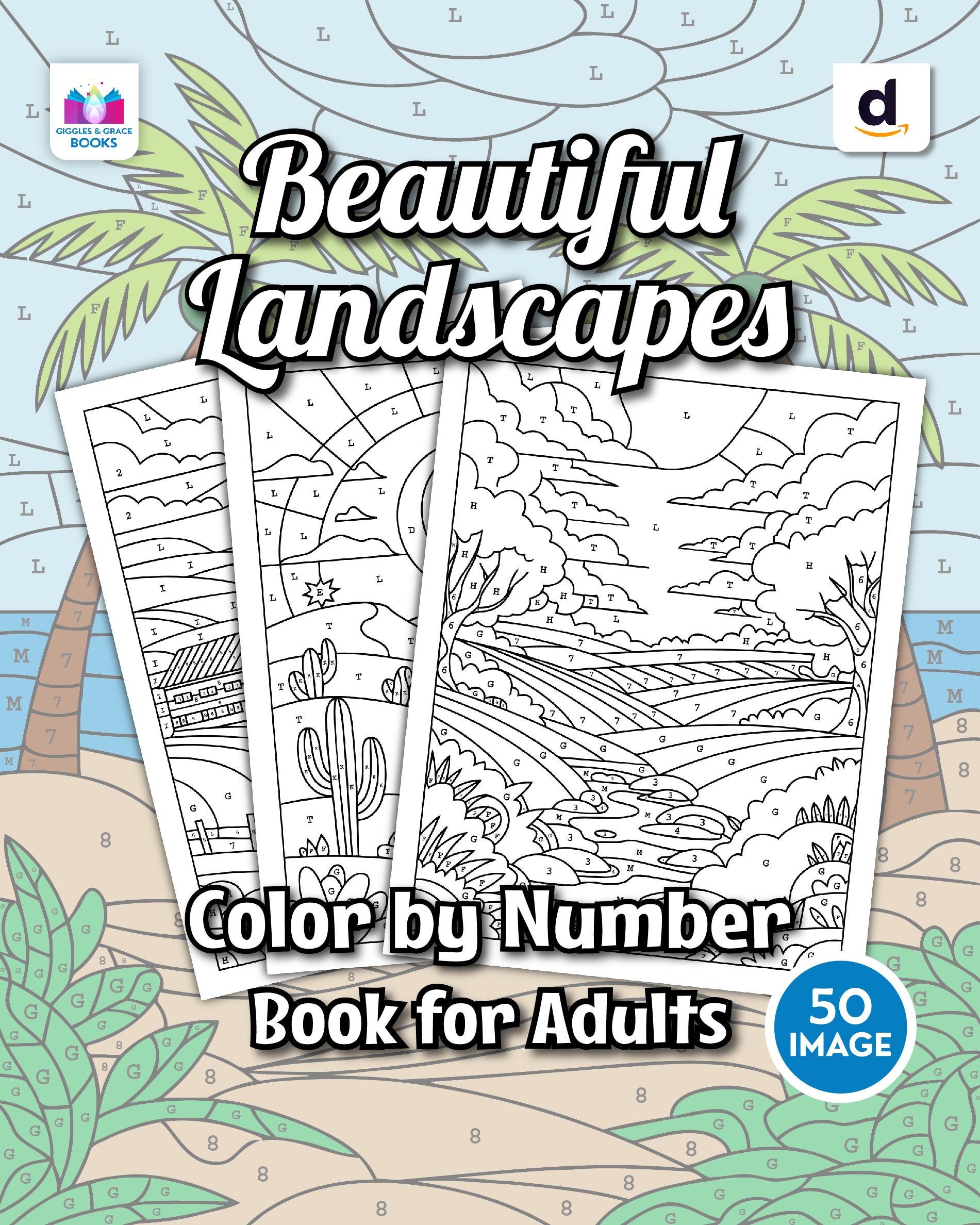 Landscape Color-by-number for Adults: Relaxing Nature Scenes (digital ...