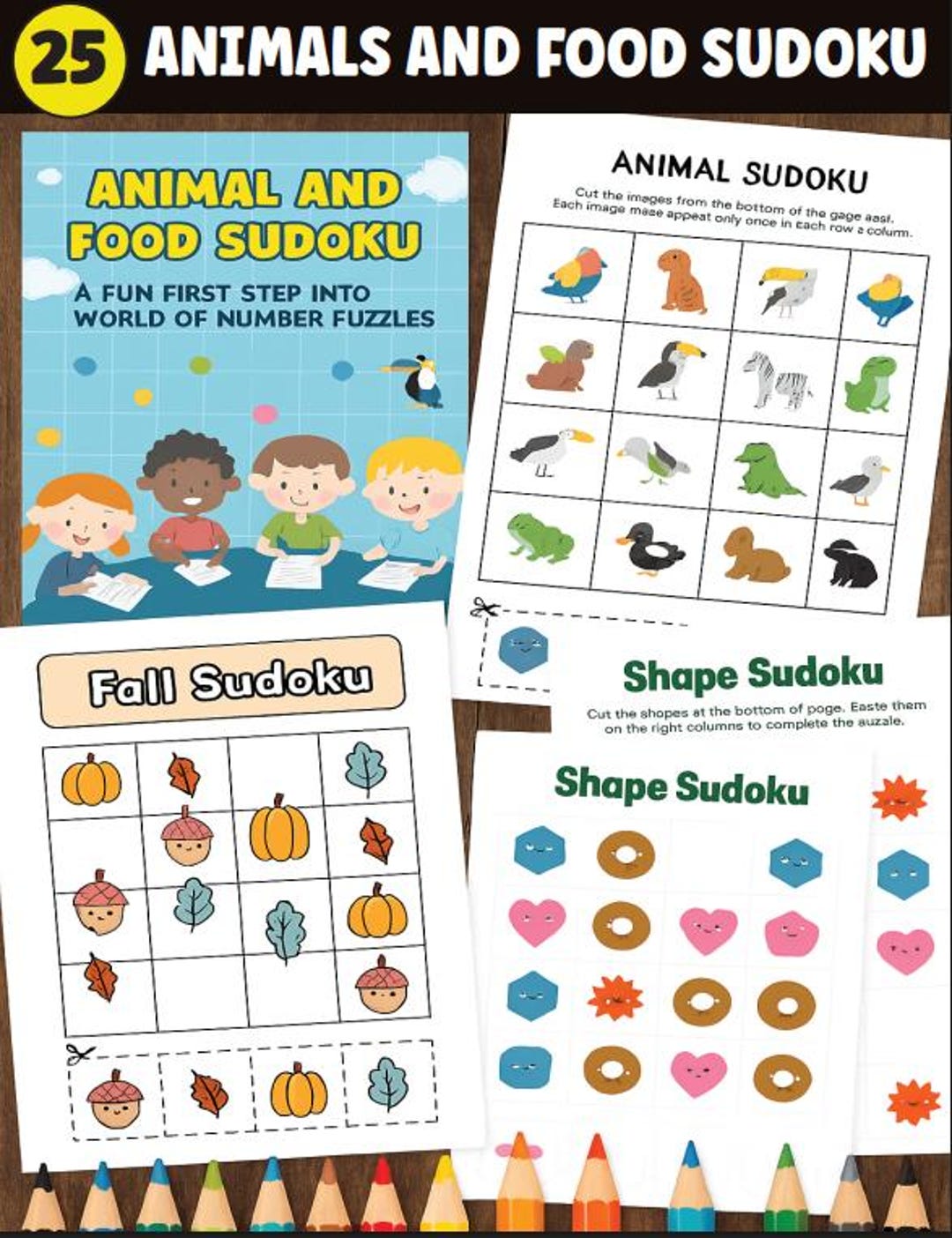 Printable Sudoku for Kids 25 Fun Animal & Food-themed Sudoku Puzzles ...