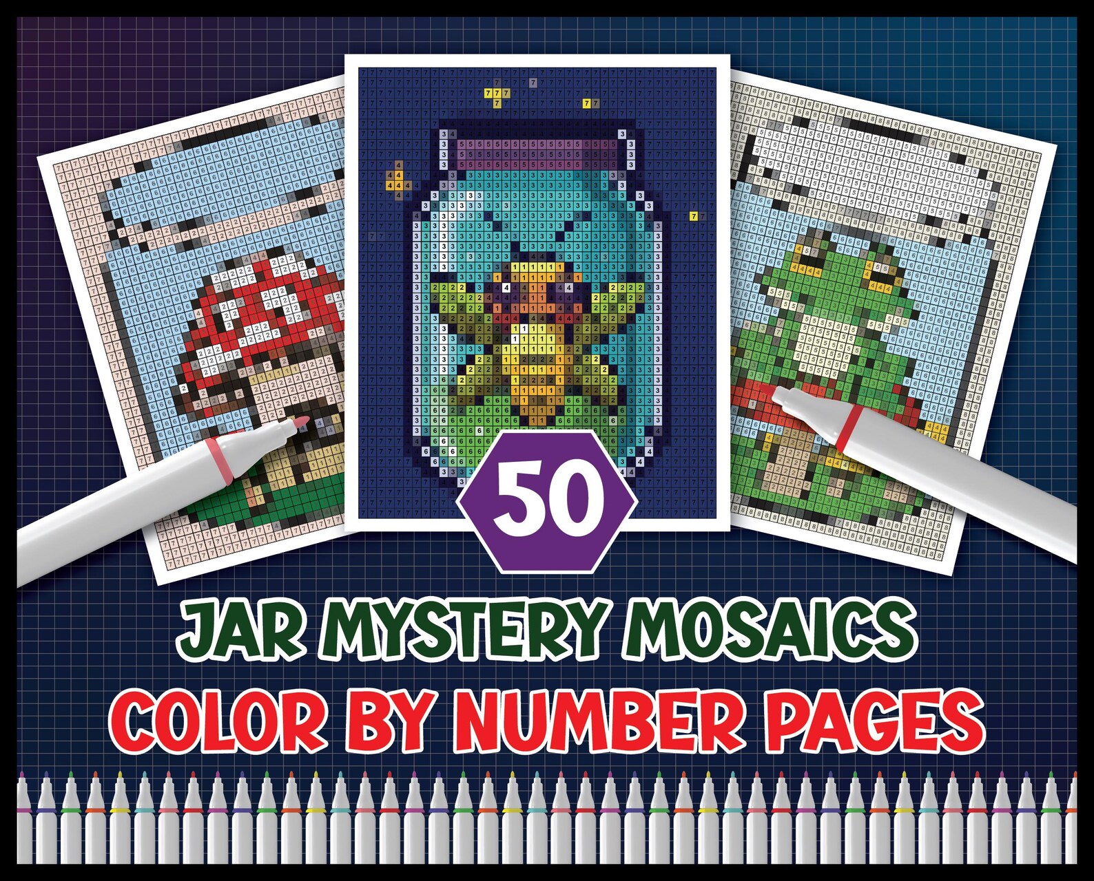 Jar Mosaic Coloring Book: 50 Unique Printable Jar Designs (8.5x11 ...