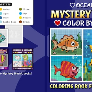Fish Mosaic Color by Number: 50 Ocean Mystery Pages (PDF) - Etsy
