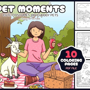 Pet Moments – 10 Cute Printable Coloring Pages of Pets in Costumes - Etsy