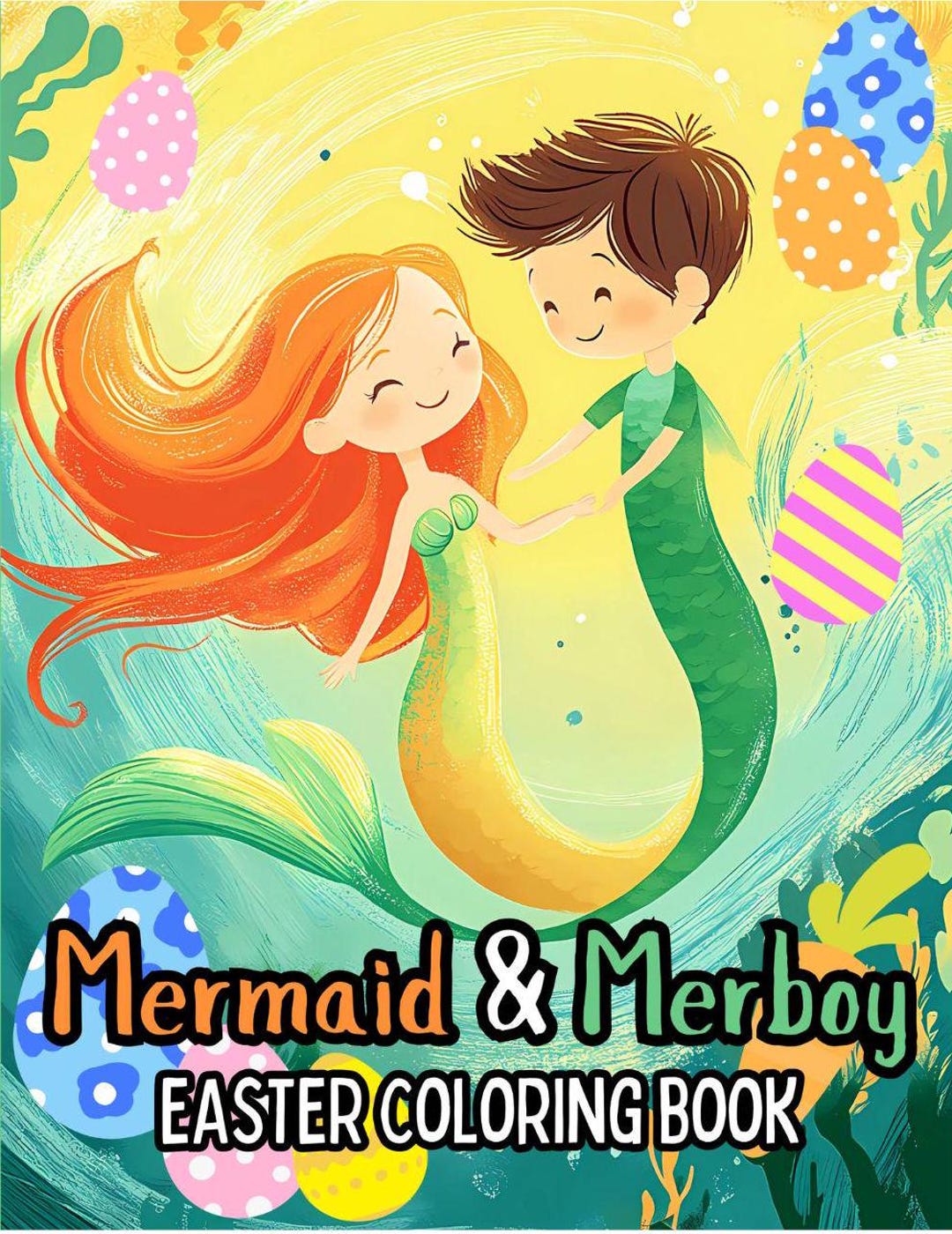 50 Pages Mermaid & Merboy Easter Coloring Whole Book PDF | Printable ...