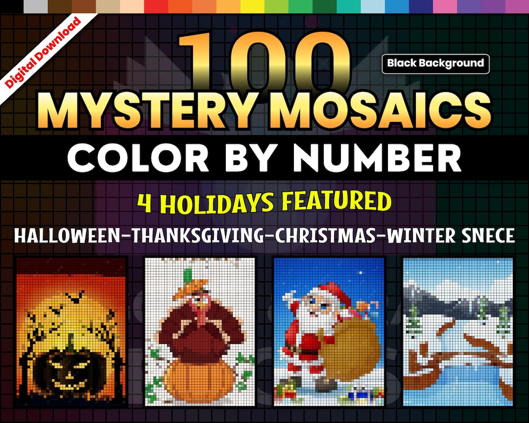 Holiday Mystery Mosaics Color by Number Book (digital Download) - Etsy