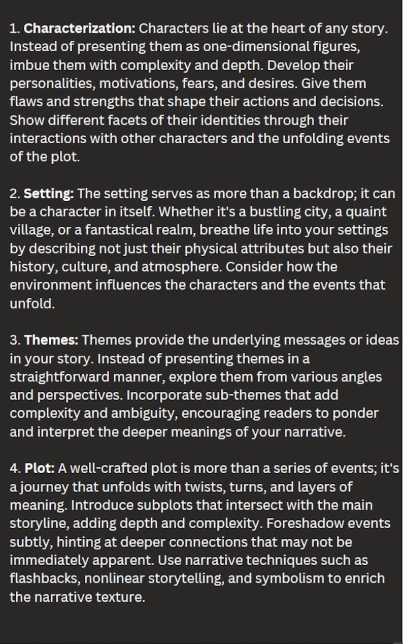 Crafting Layered Depth: Adding Dimension to Your Fiction Story - Etsy