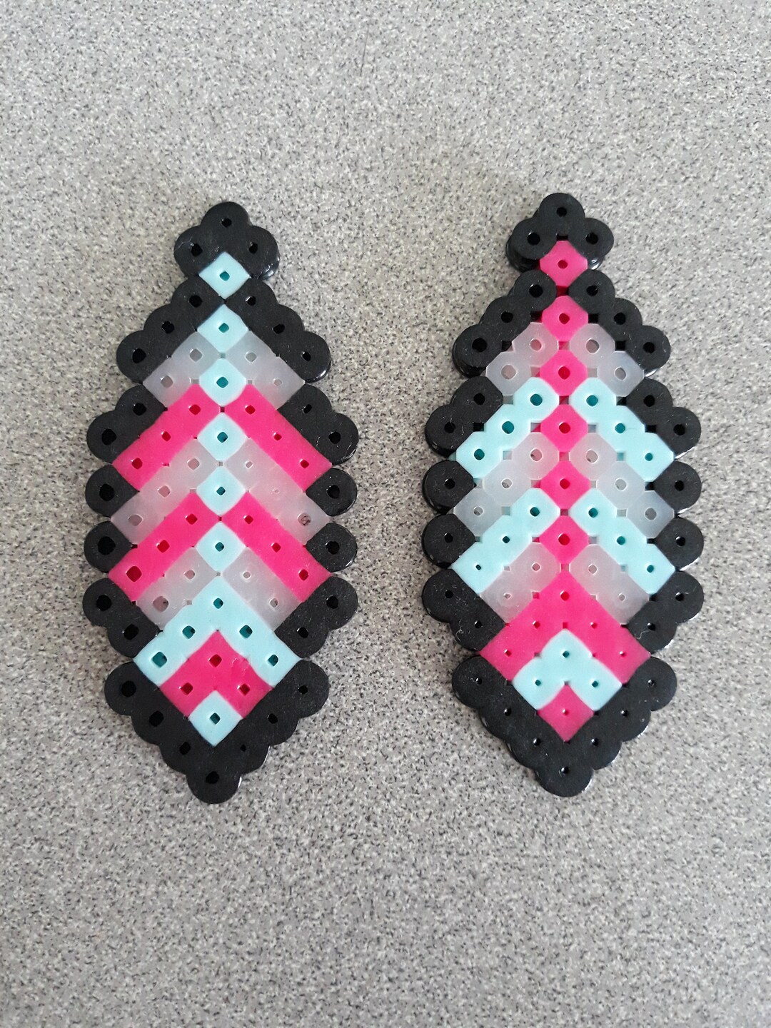 Perler Feather Earrings Colorful Pixel Art Mix Match Set of Dangle Drop ...