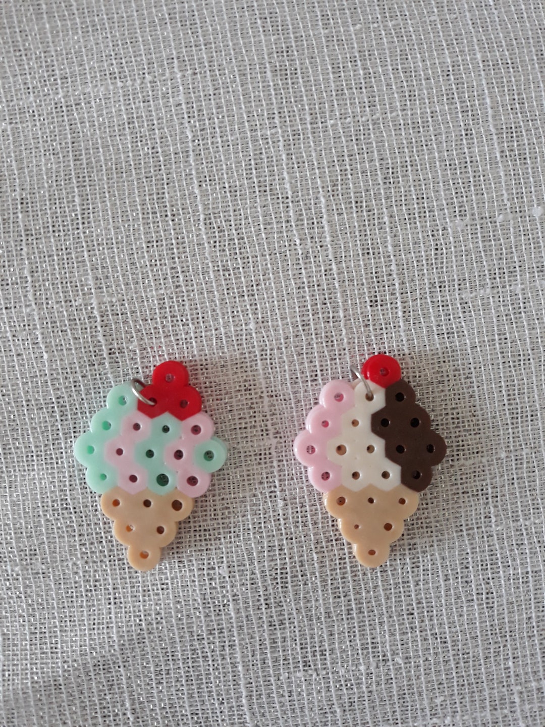 Perler Ice Cream Cone Charms/ Necklaces Colorful Pixel Art Dessert ...