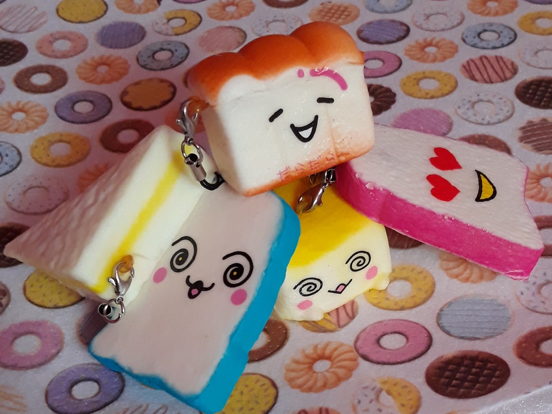 Bread Squishy Charms Colorful Slow Rising Key/phone Charms - Etsy