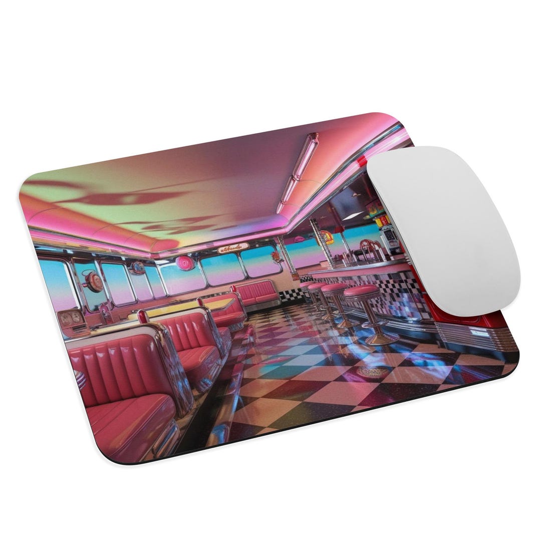 Retro 1950s Diner Mouse Pad: Vintage Neon Desk Decor - Etsy