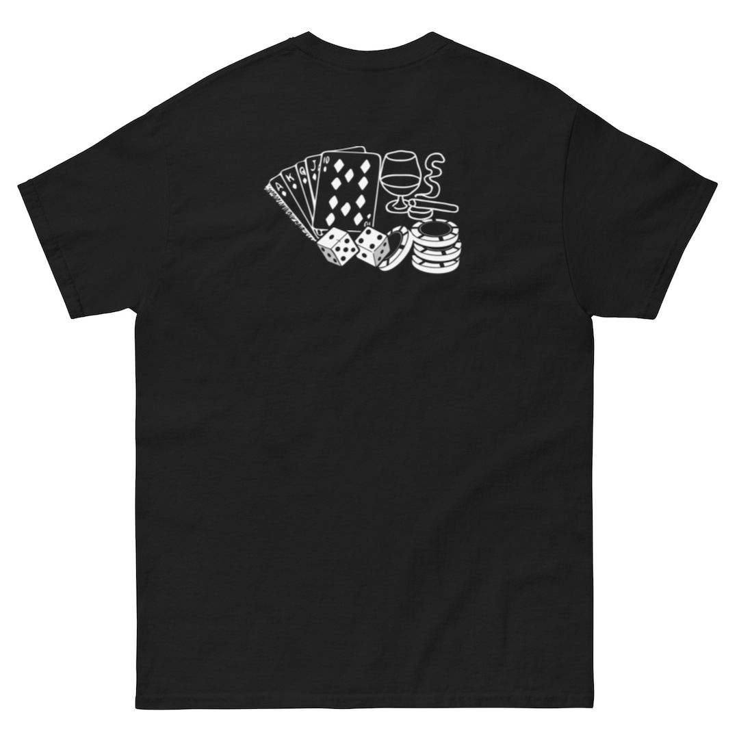 Vintage Men's Classic Tee, Aesthetic Style, Card Chips Dice and Drink ...