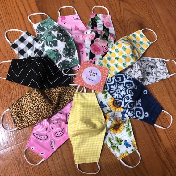 Face Masks. Reusable Colorful. Stylish. Triple Layered. | Etsy