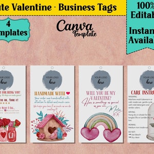 Printable Valentine Tags Canva Template Business Thank You Valentine ...