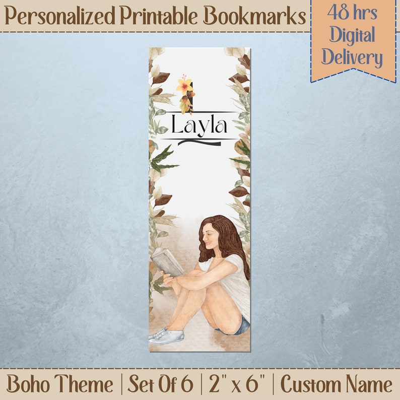 Printable Custom Bookmarks Printable Bookmark Back to School Boho ...