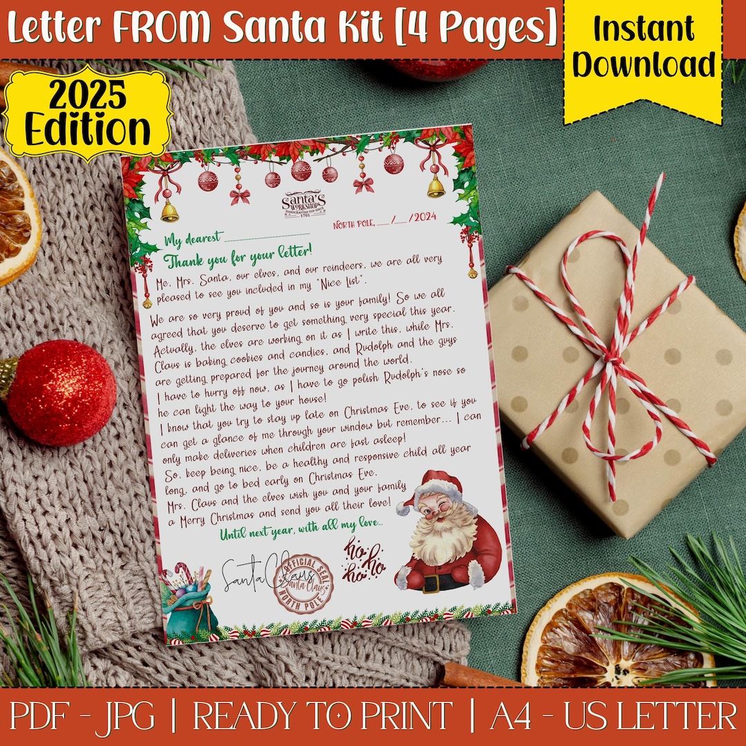 Letter FROM Santa Printable Santa Mail Santa Printable Christmas Letter ...