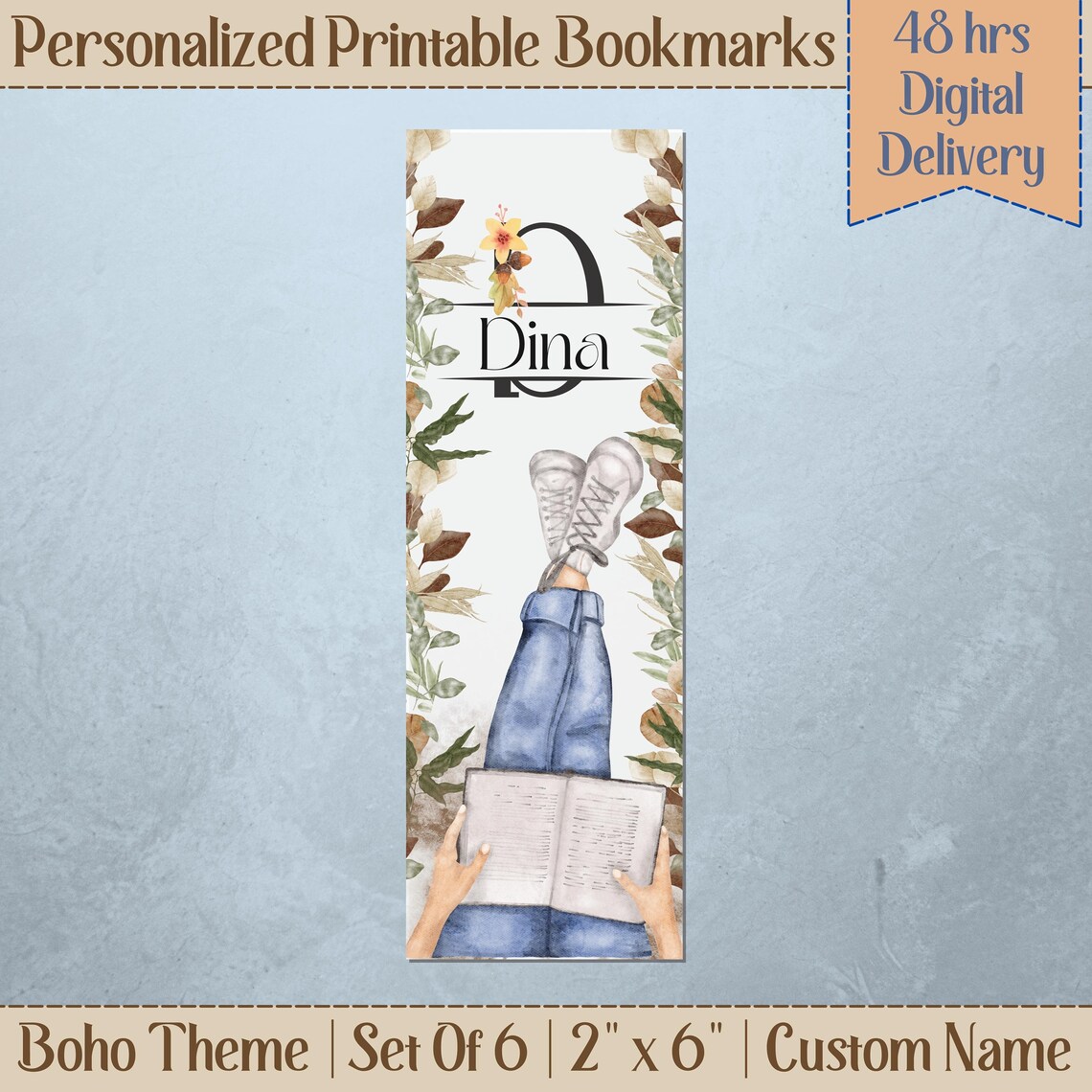 Printable Custom Bookmarks Printable Bookmark Back to School Boho ...