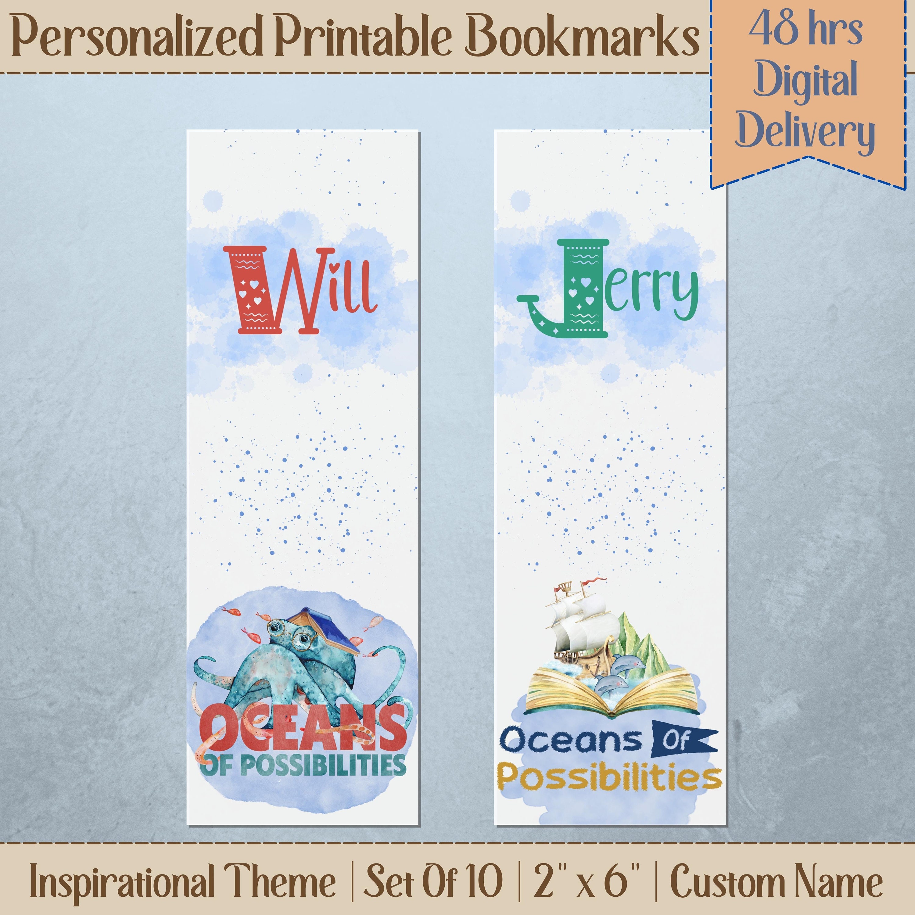 Custom Printable Bookmarks Kids Printable Bookmark Back to - Etsy
