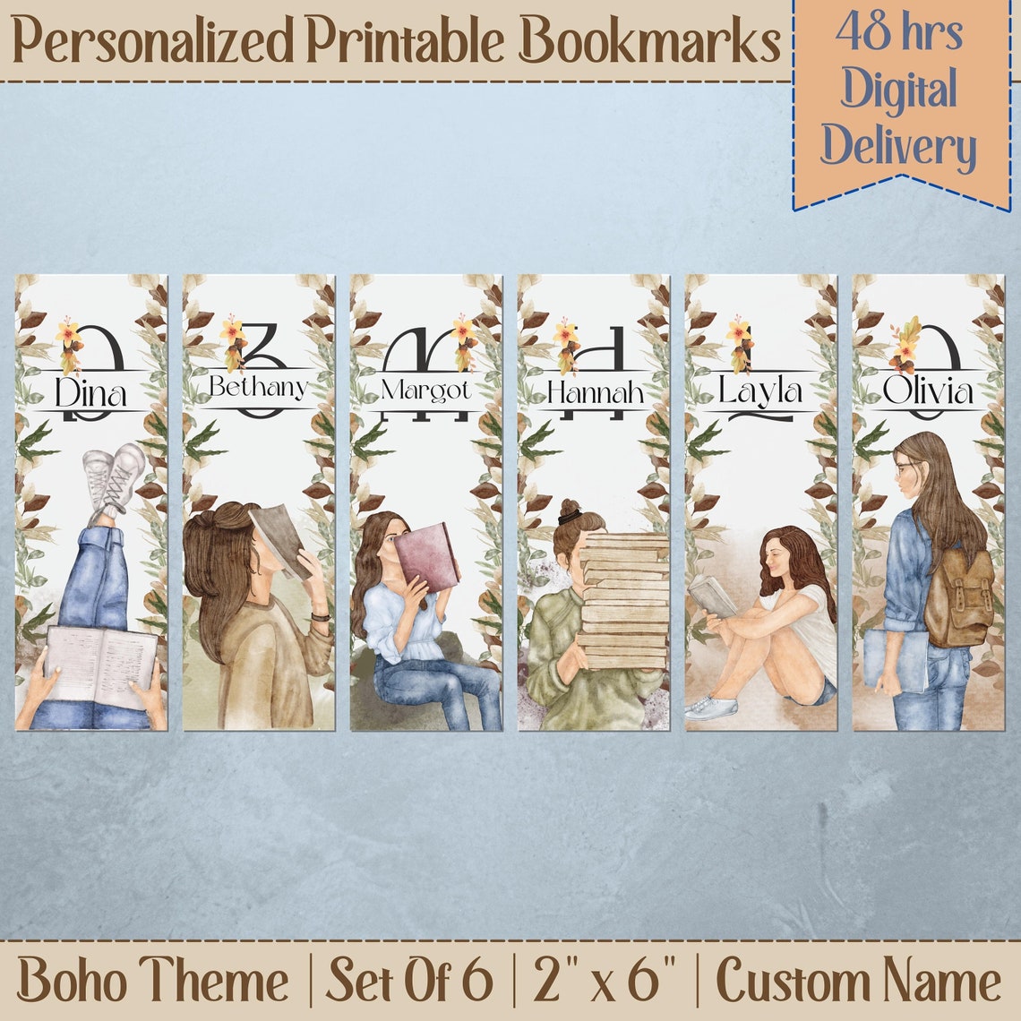 Printable Custom Bookmarks Printable Bookmark Back to School Boho ...