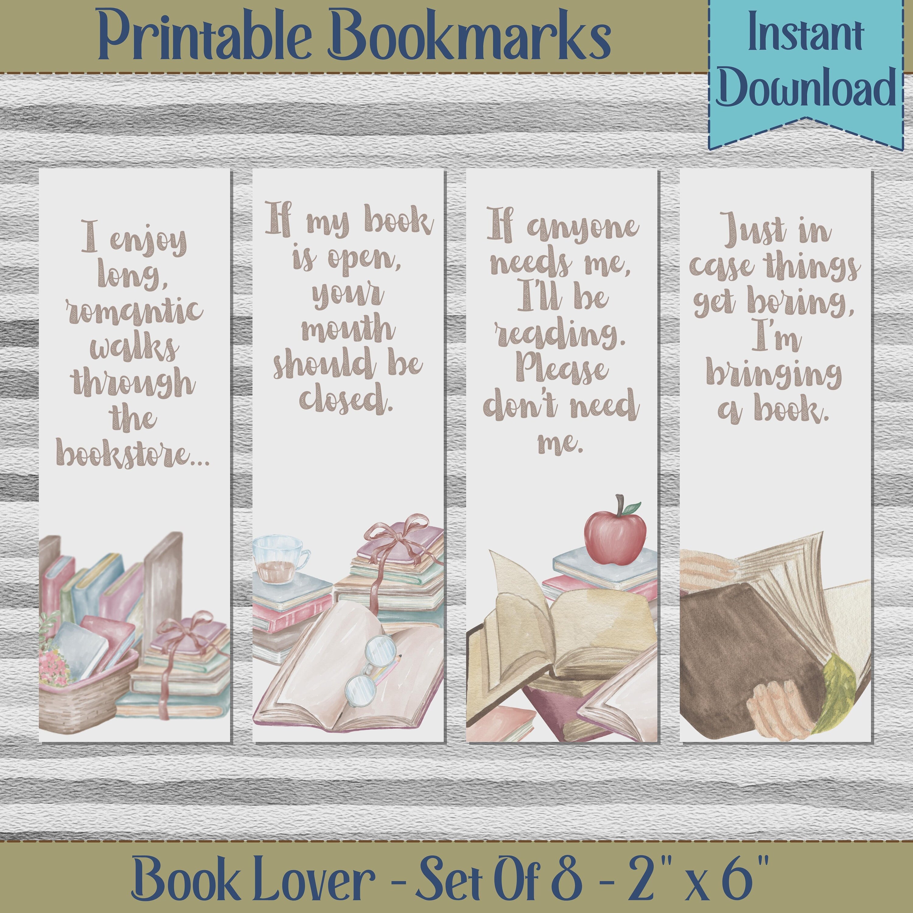 Printable Bookmarks Reading Quotes Bookmark Back to School Teacher Gift ...