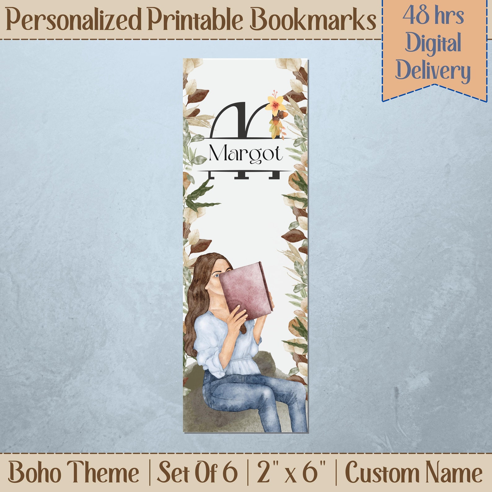 Printable Custom Bookmarks Printable Bookmark Back to School Boho ...