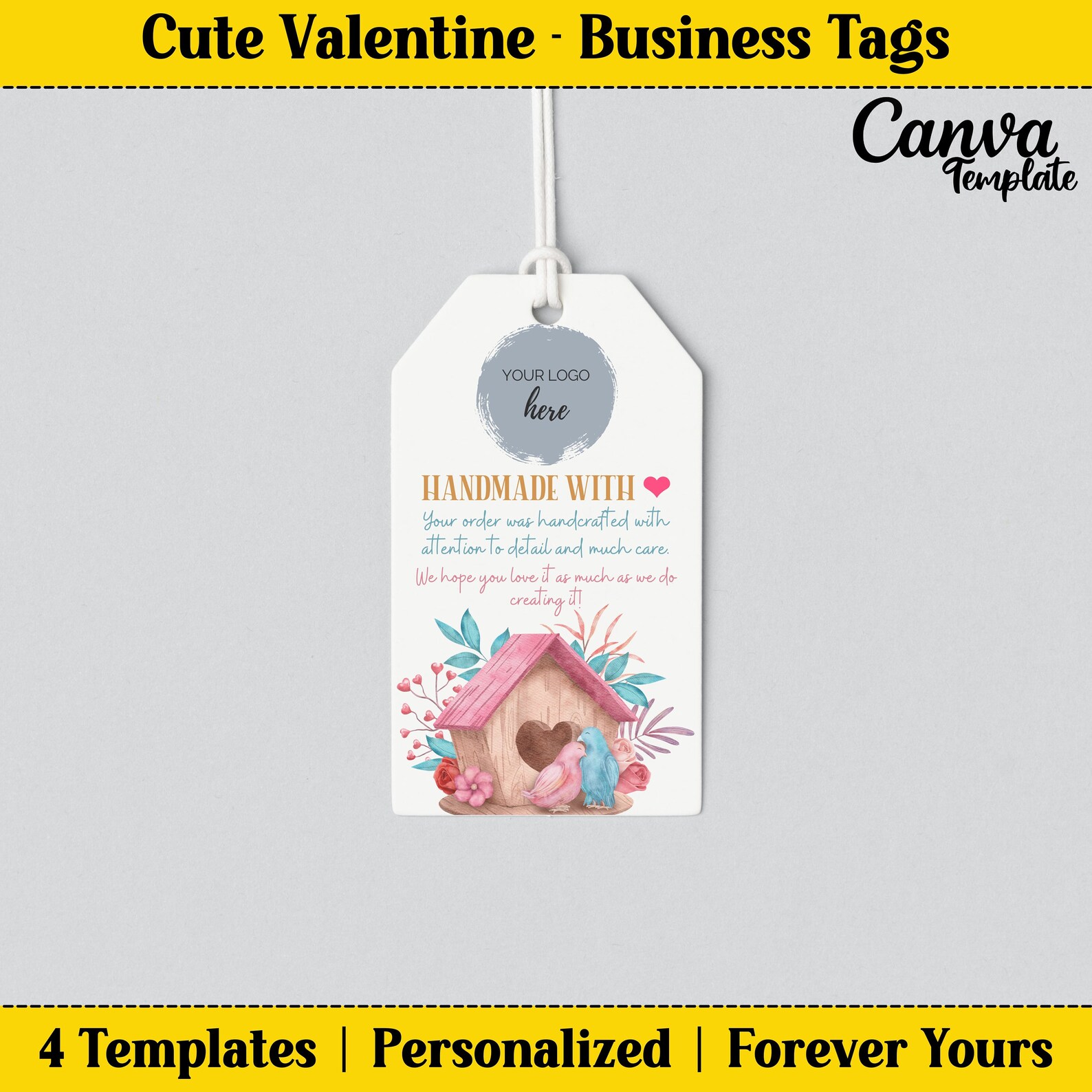 Printable Valentine Tags Canva Template Business Thank You Valentine ...