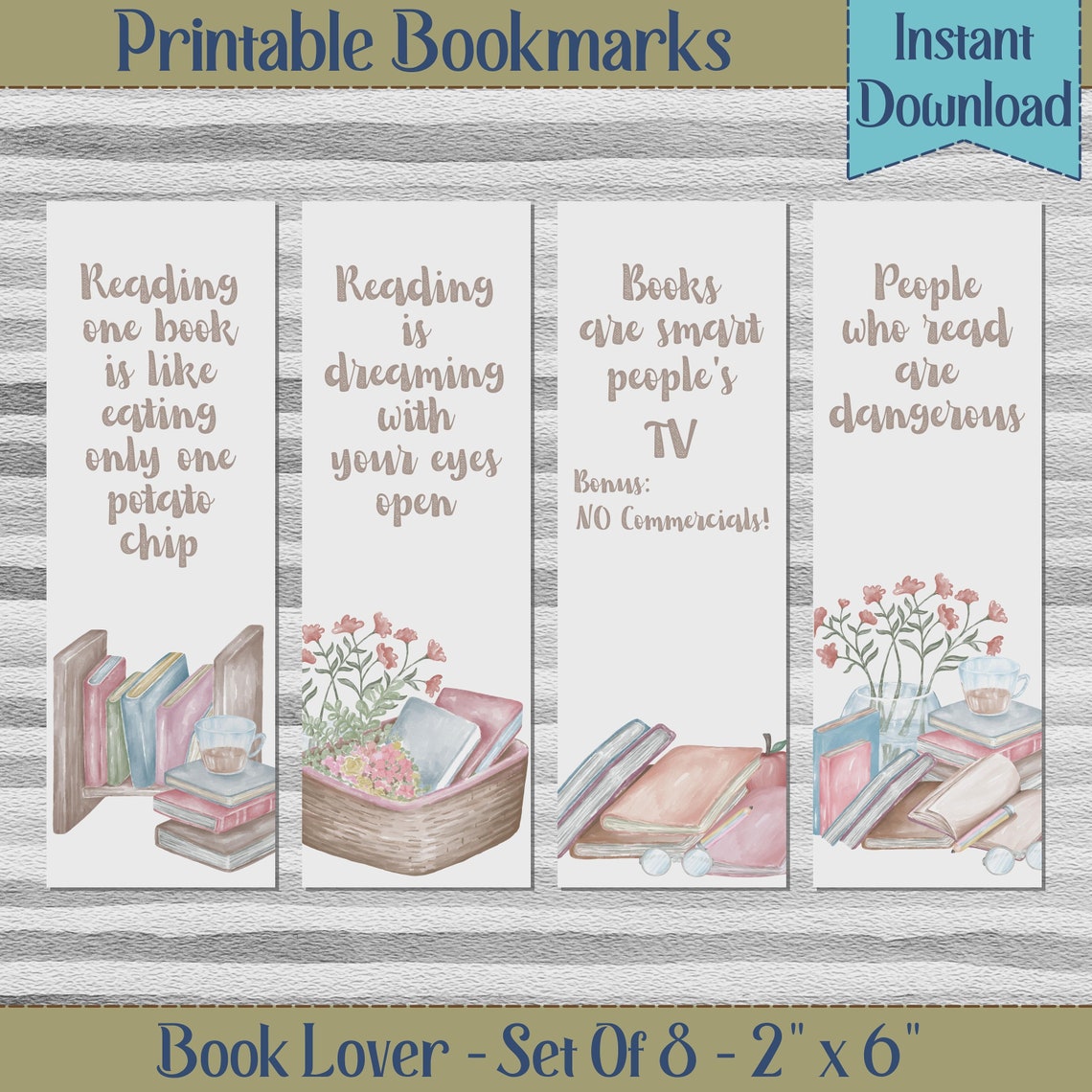 Printable Bookmarks Reading Quotes Bookmark Back to School Teacher Gift ...