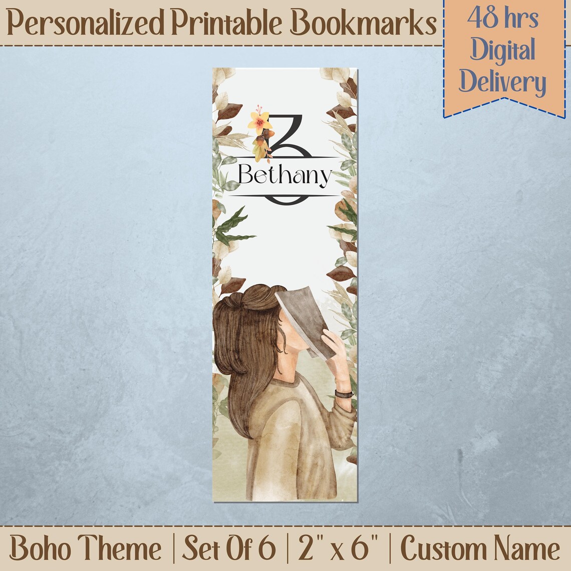 Printable Custom Bookmarks Printable Bookmark Back to School Boho ...