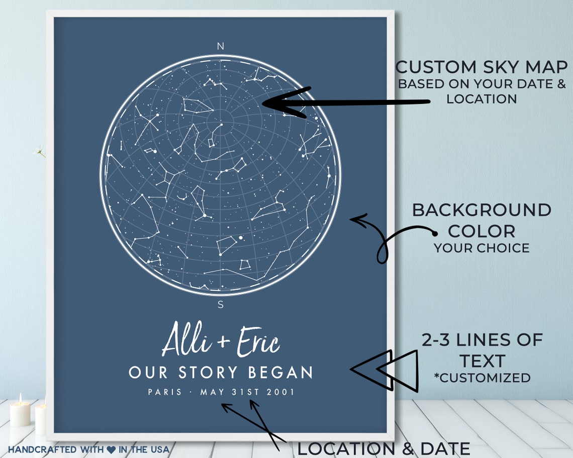 Star Chart Poster Personalized Star Map by Date Day You | Etsy