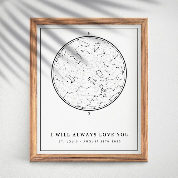 Star Chart Poster Personalized Star Map by Date Day You | Etsy
