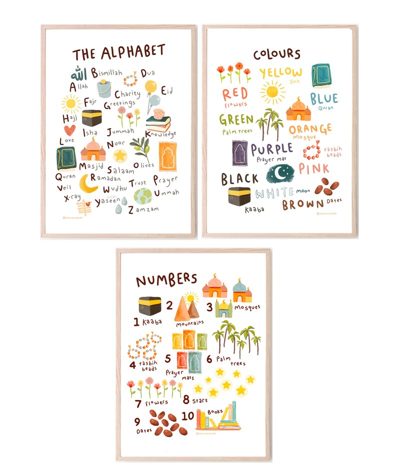 Numbers Islamic Kids Print Childrens Wall Art Eid Gift - Etsy