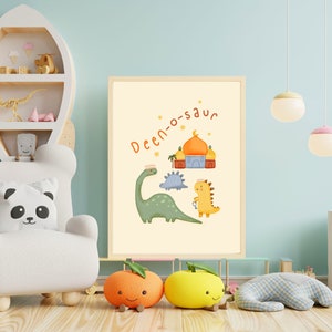 Deen-o-saur Islamic Print | Islamic Dinosaur Kids Print | Childrens ...